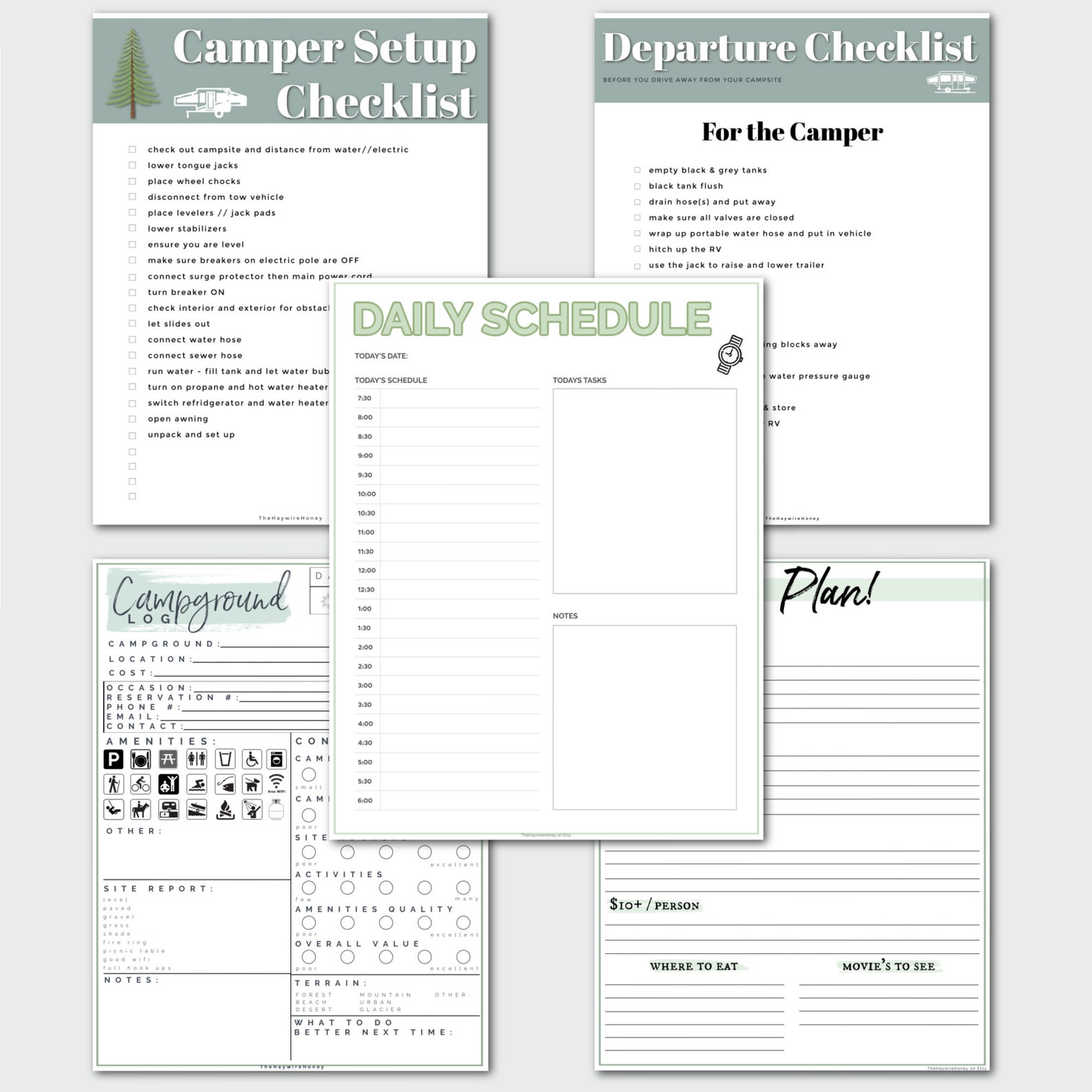 Camper Travel Planner BIG PACK (fillable / Editable) // Printable ...