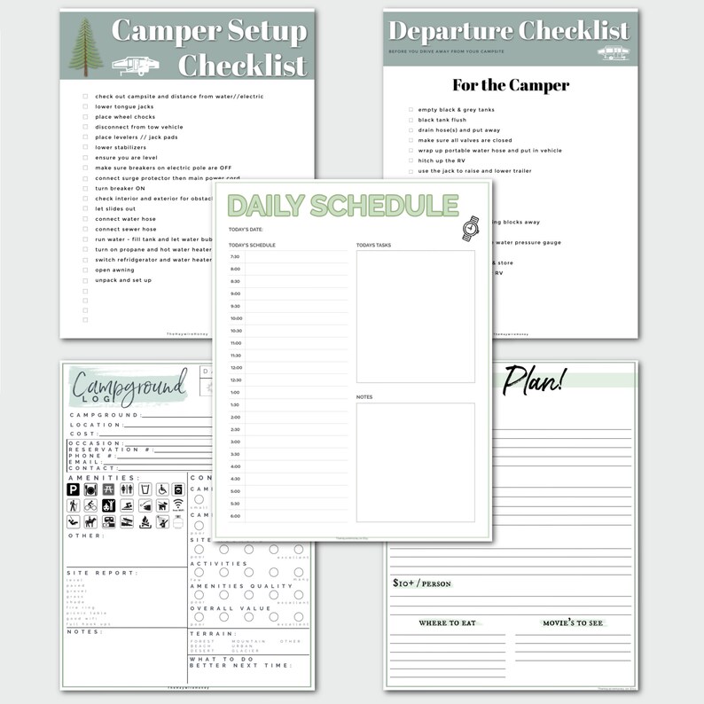 Camper Travel Planner BIG PACK (fillable / Editable) // Printable ...