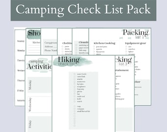 Camping Checklists and Worksheets // Printable PDF Pages - Etsy