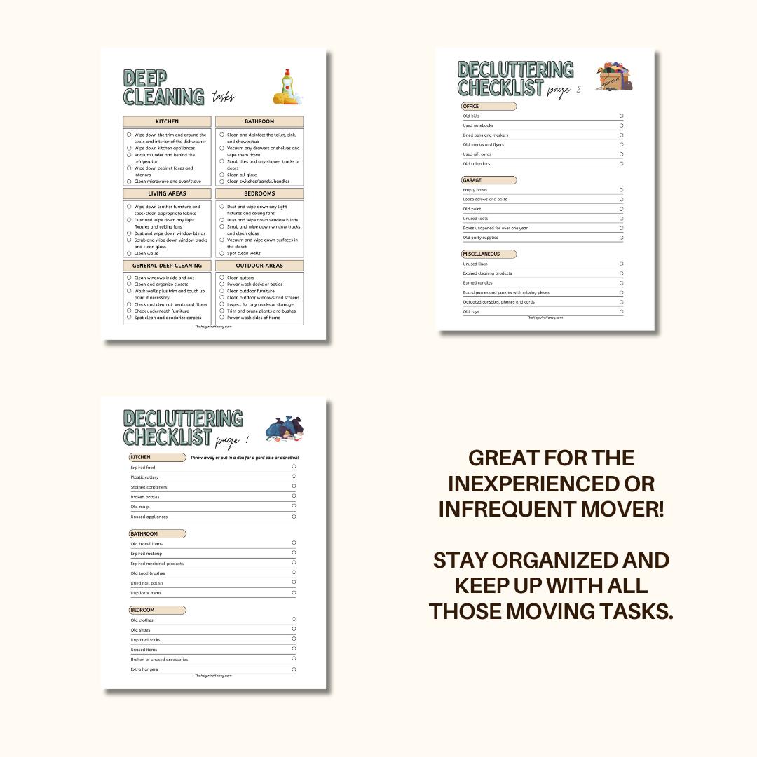 Moving Packet // Printable and Fillable Checklists - Etsy