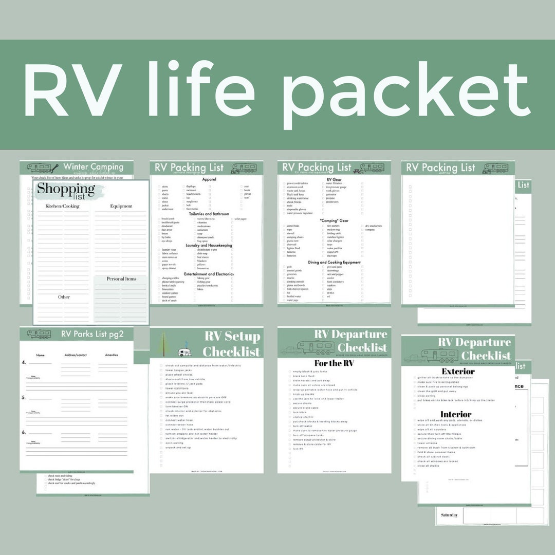 RV Life Packet fillable / Editable // Printable Checklists & Worksheets ...