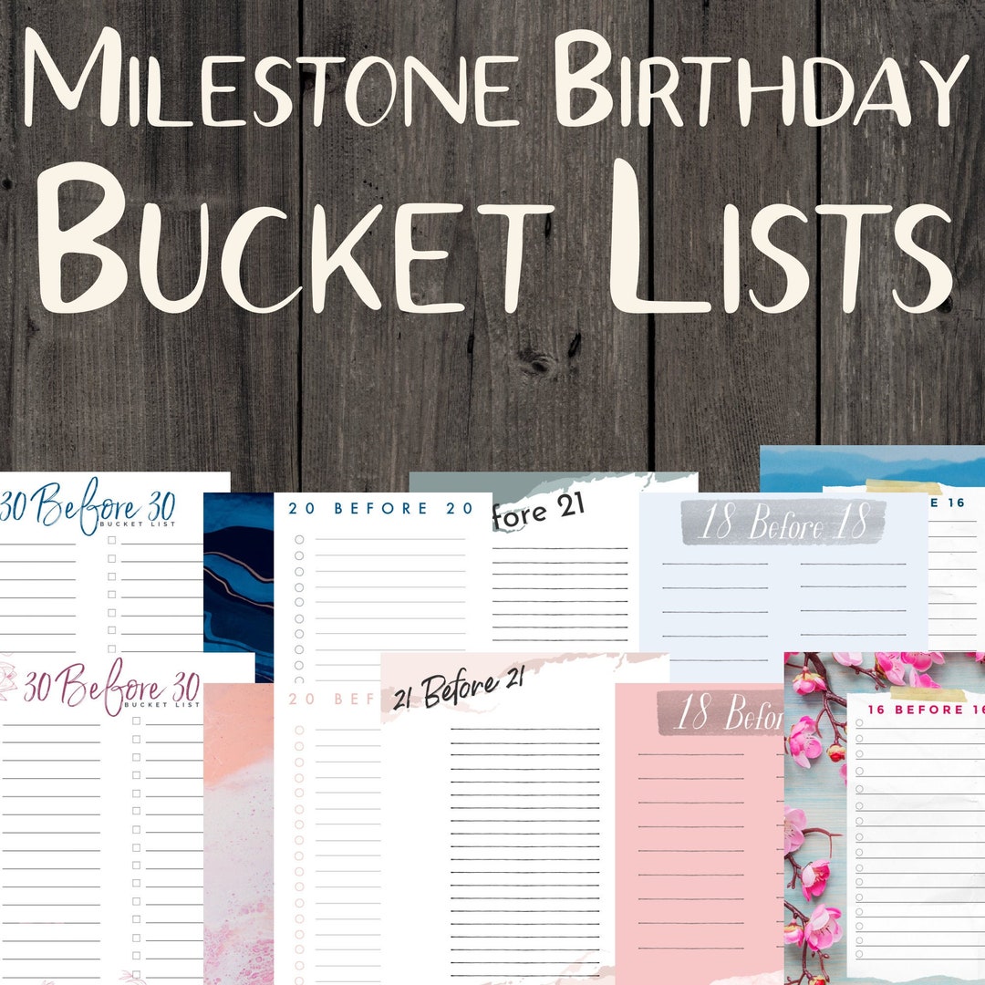 Milestone Birthday Bucket Lists // DIGITAL Printable Pages - Etsy