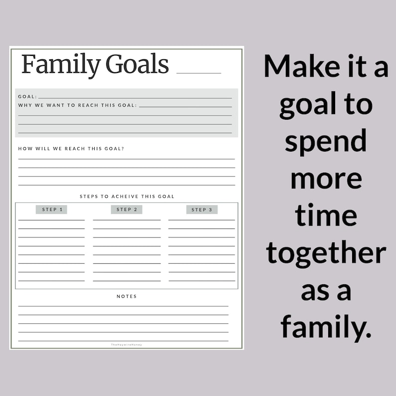 Family Goals Worksheets // 4 Printable Pages - Etsy