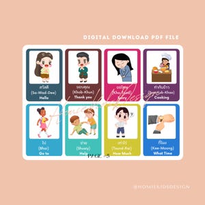 Real Thai Vocabulary Flashcards for Beginners (printable PDF) - Etsy
