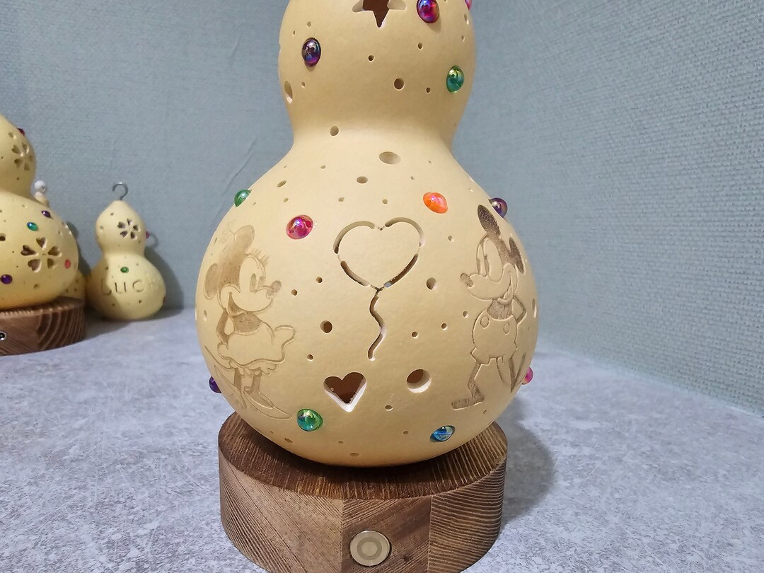 Mickey and Minnie Gourd Lamp Gourd Art - Etsy