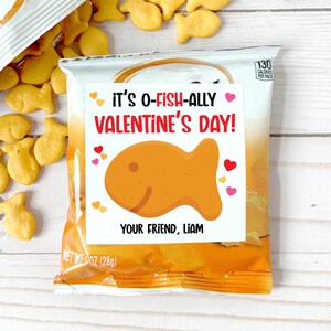 Classroom Valentine Goldfish Sticker, Valentine School Treat Sticker ...