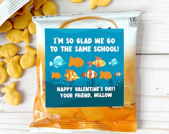 Classroom Valentine Goldfish Tags, Valentine School Treat Printable Tag ...