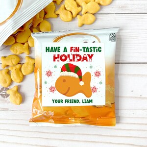 Cute Holiday Goldfish Labels, Gold Fish Snack Label, Christmas School ...