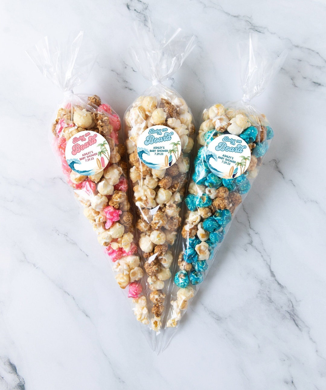 Baby on Board Baby Shower Popcorn Favor, Surf Beach Baby Shower Popcorn ...