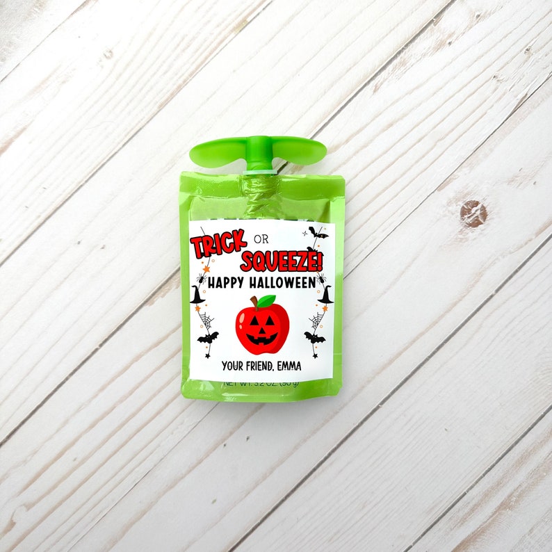 Trick or Squeeze Halloween Treat Labels: Personalized Classroom ...
