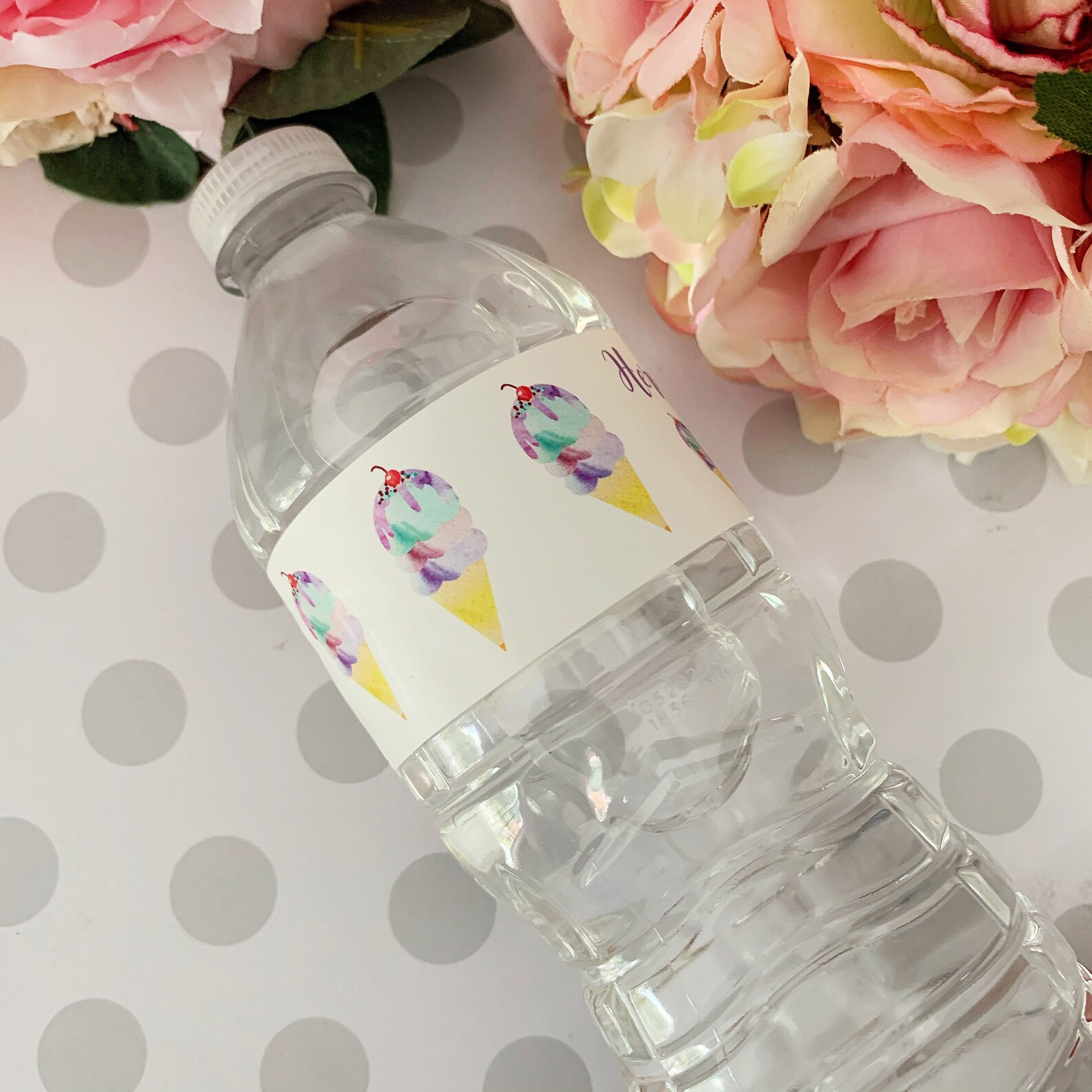 Ice Cream Party Labels Ice Cream Water Bottle Labels Water - Etsy