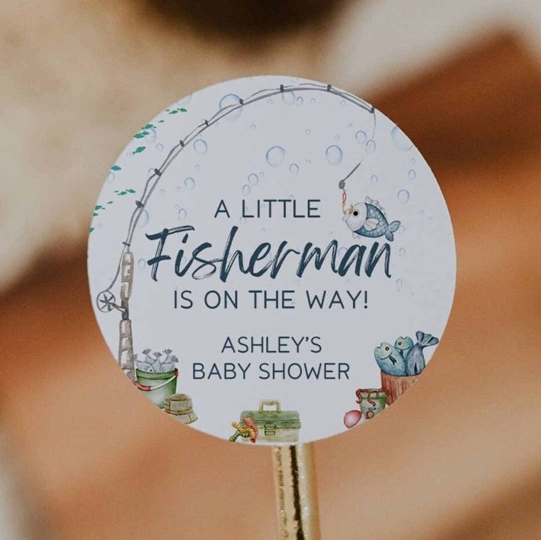 Little Fisherman Baby Shower Favor Stickers: Fish Theme Labels - Etsy