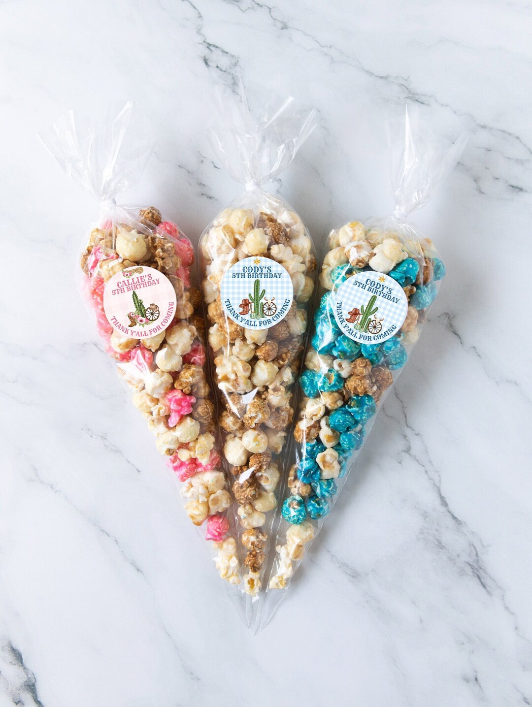 Cowgirl Birthday Party Popcorn Favor, Cowboy Birthday Popcorn Bags ...