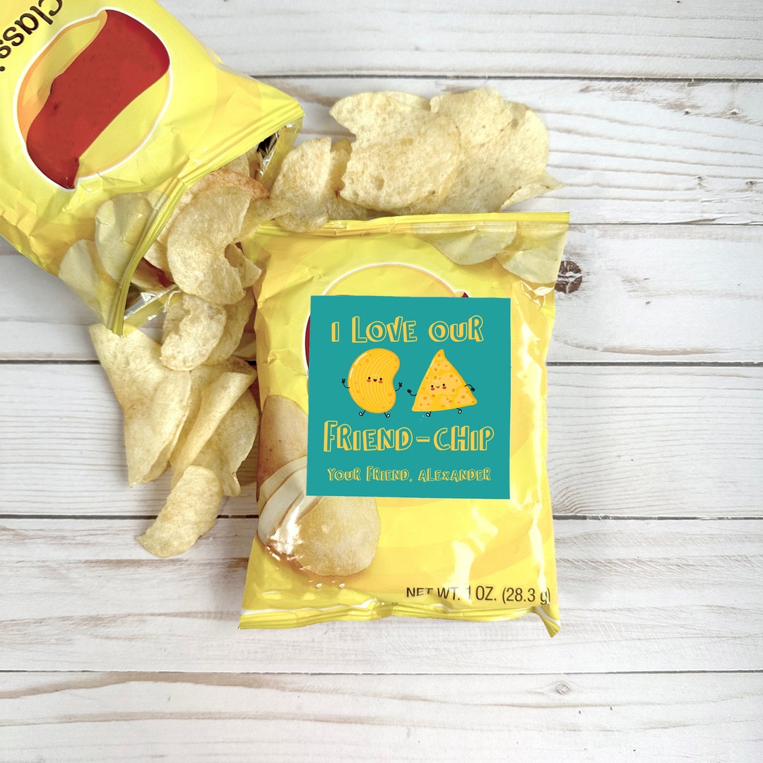 Classroom Valentine Friend-chip Sticker, Valentine School Treat Sticker ...