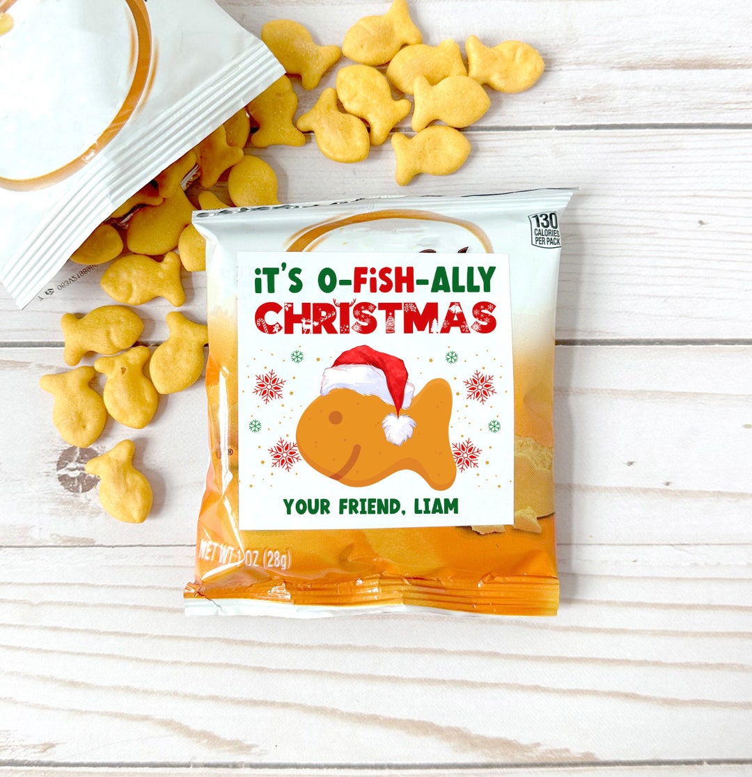Cute Christmas Goldfish Labels, Christmas School Treat Label, Classroom ...