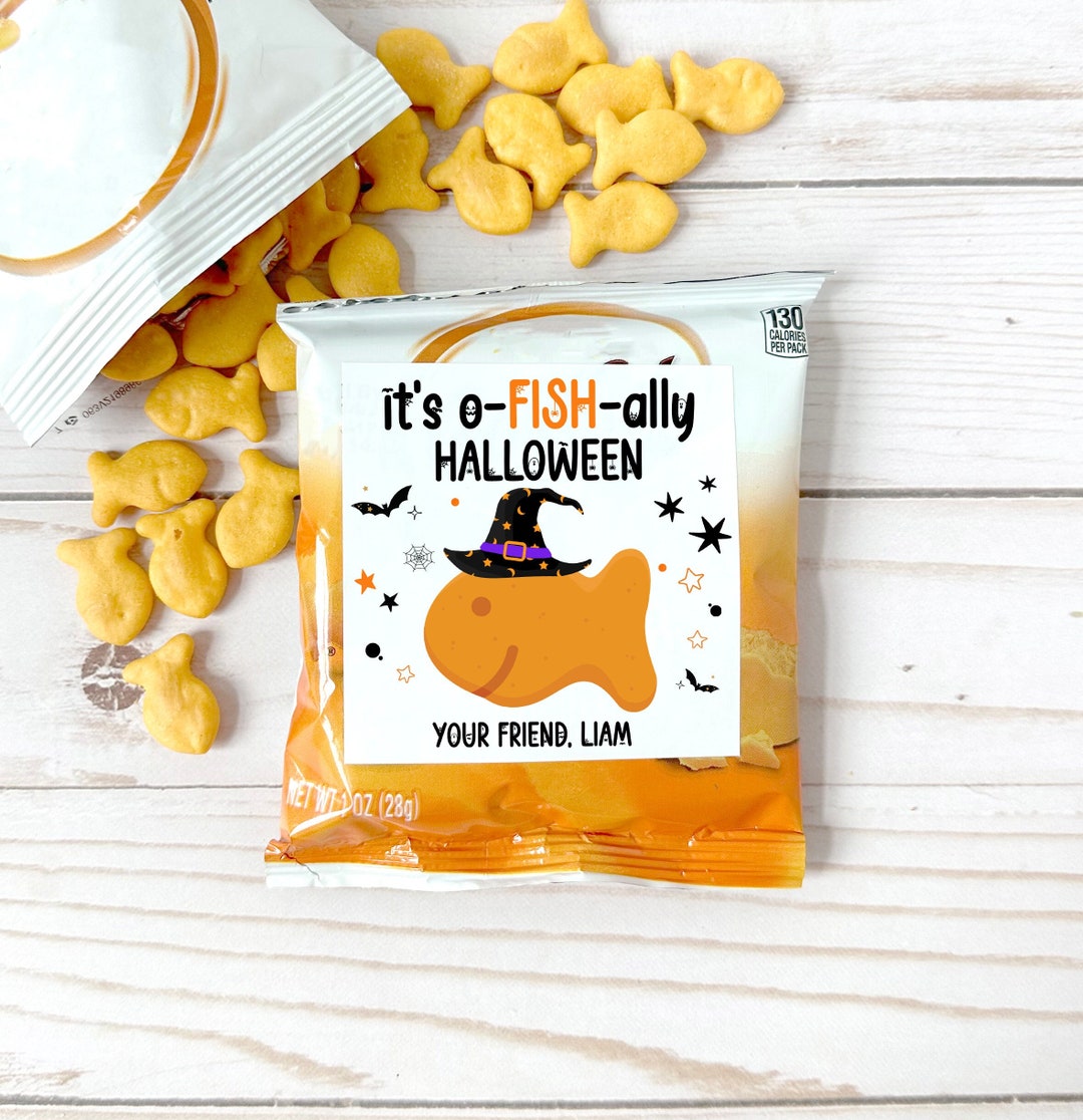 Cute Halloween Goldfish Labels, Halloween School Treat Label, Classroom ...
