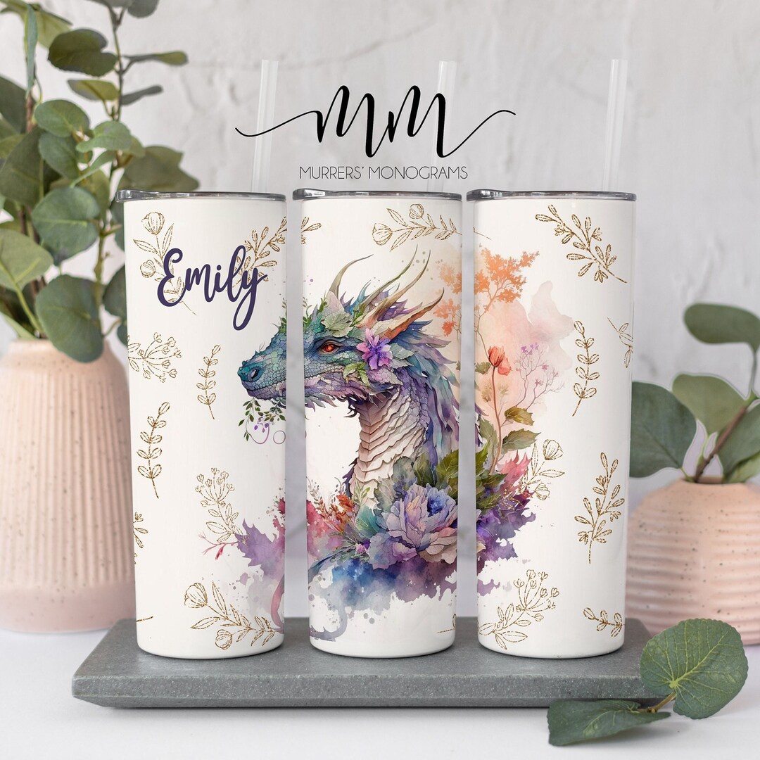 Dragon Floral Tumbler Personalized, Dragon Gifts, Dragon Gift for Women ...