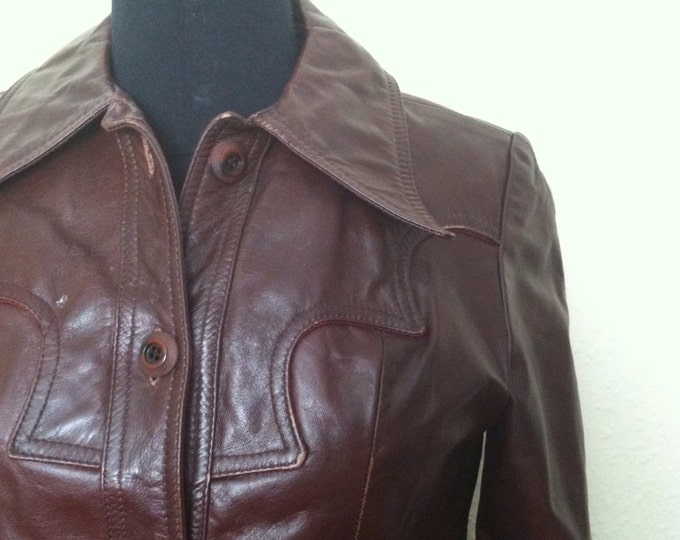 Vintage Oxblood Leather Jacket 70s Burgundy Coat Size S M - Etsy
