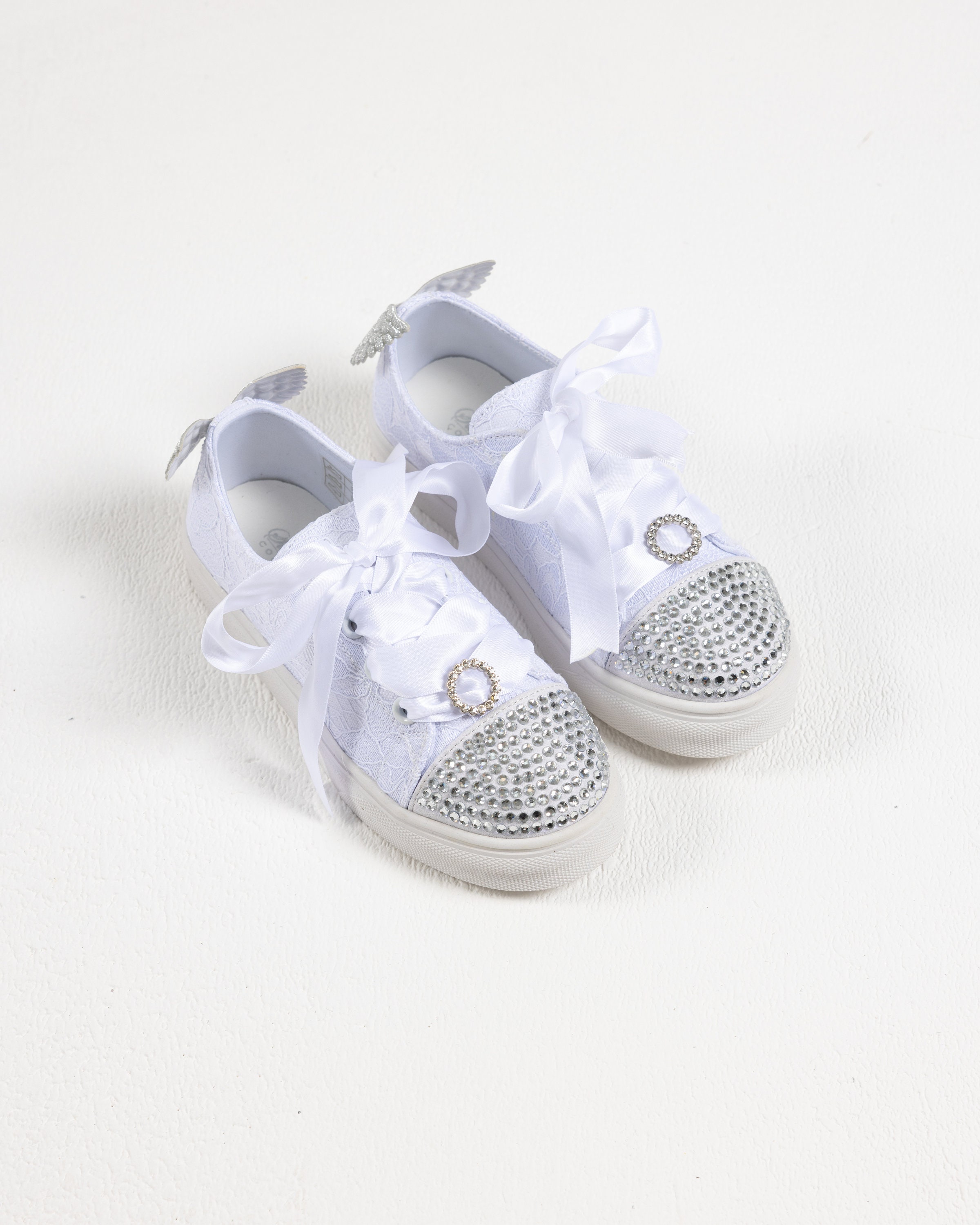 Fancy White Low Top Sneaker With Lace and Rhinestones - Etsy