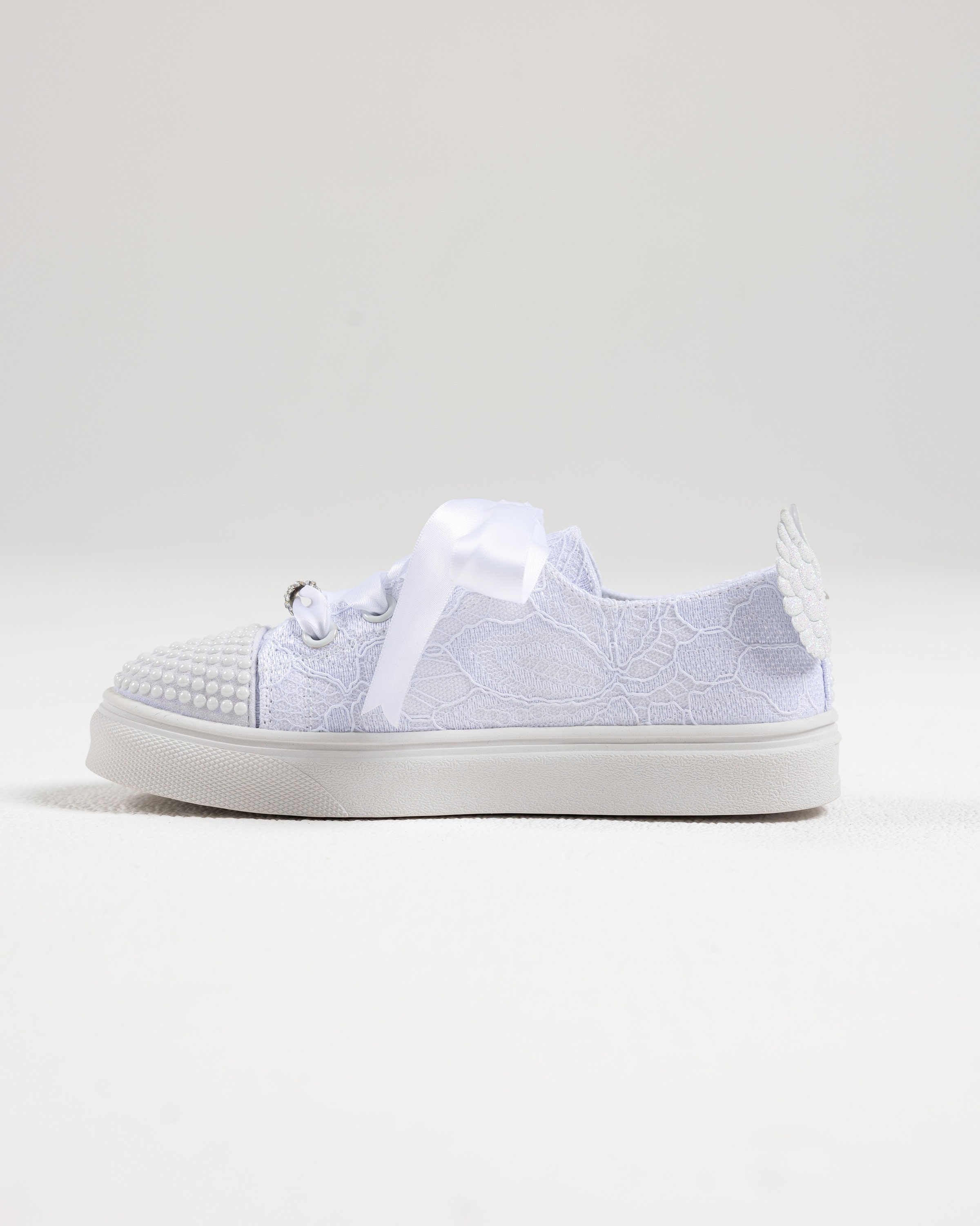 Fancy White Low Top Sneaker With Lace and Studded Toe - Etsy