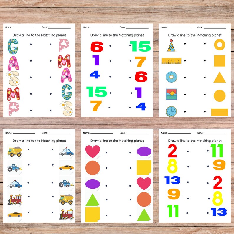 20 Printable Matching Worksheets, Match the Picture, Kindergarten ...