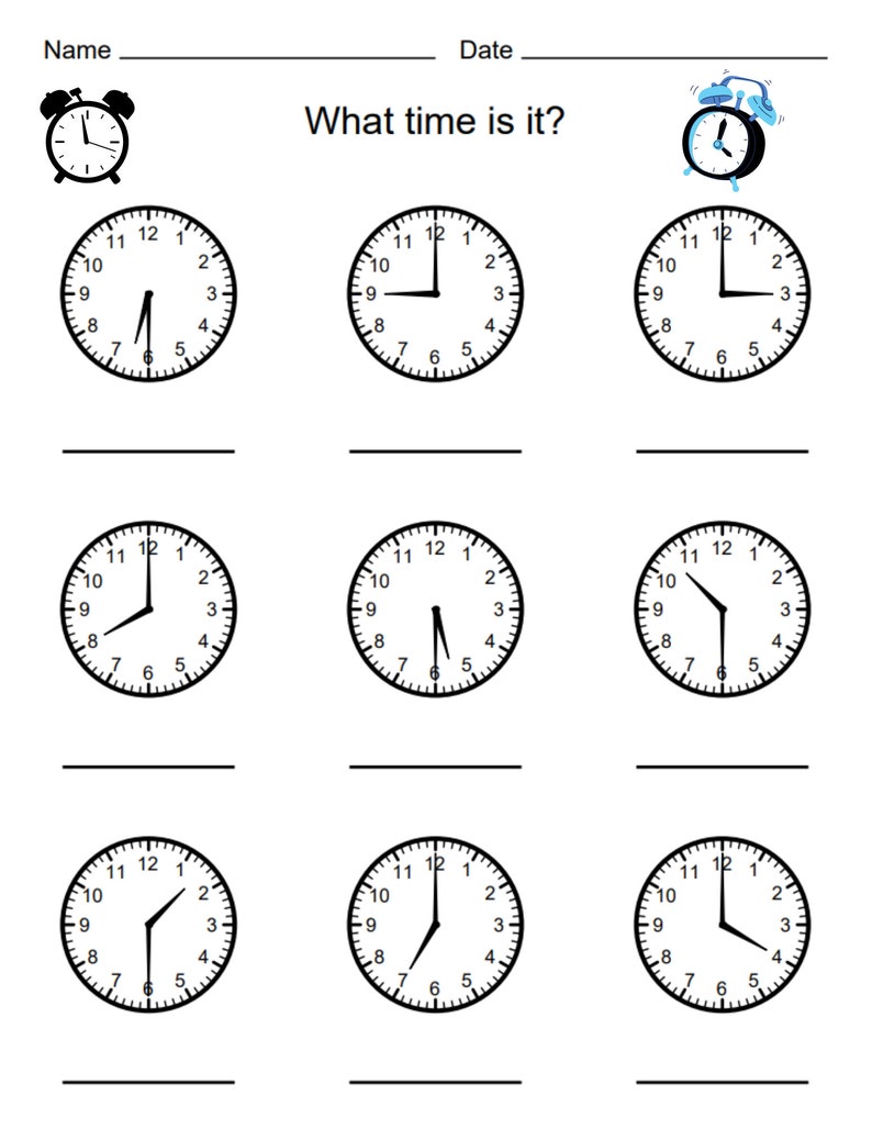 15 Printable Learning to Tell Time Worksheets. Kindergarten-1st Grade ...