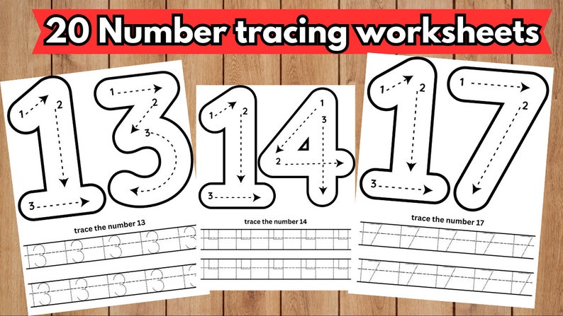 20 Number Tracing Worksheets, Traceable Numbers, Preschool Worksheets ...