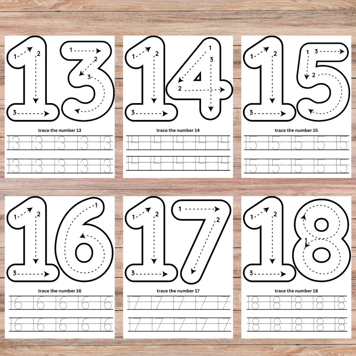 20 Number Tracing Worksheets, Traceable Numbers, Preschool Worksheets ...