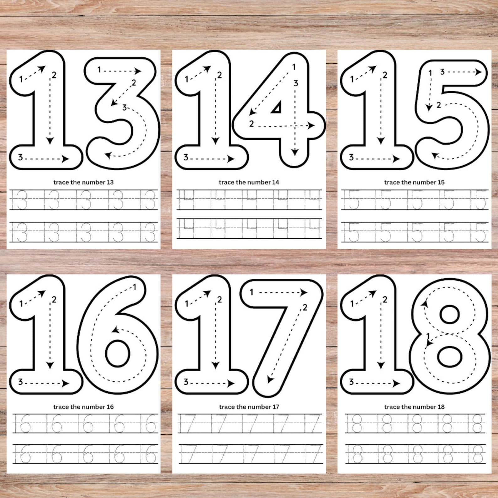 20 Number Tracing Worksheets, Traceable Numbers, Preschool Worksheets ...