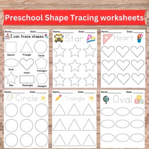 Preschool Shape Tracing, Basic Shape Tracing, Shape Tracing Worksheets ...