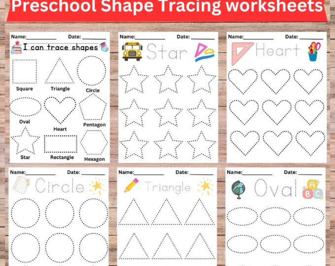 10 Preschool Shape Tracing, Basic Shape Tracing, Shape Tracing ...