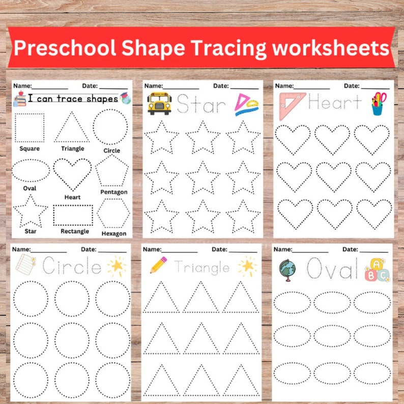 Preschool Shape Tracing, Basic Shape Tracing, Shape Tracing Worksheets ...