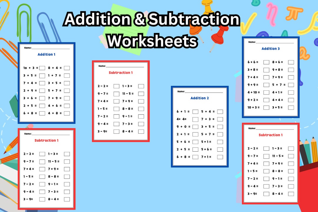 Math Worksheets Printable Addition and Subtraction Worksheets Back to ...