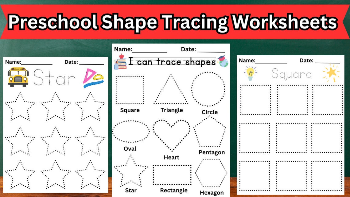 Preschool Shape Tracing, Basic Shape Tracing, Shape Tracing Worksheets ...