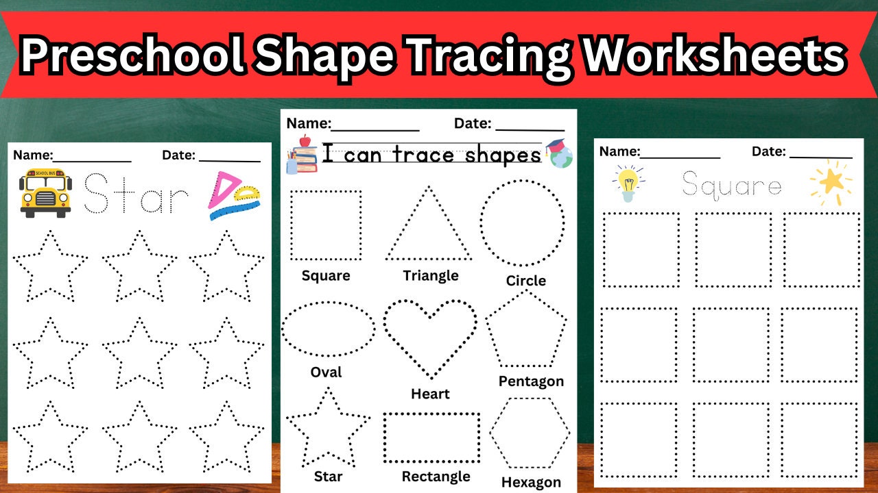 Preschool Shape Tracing, Basic Shape Tracing, Shape Tracing Worksheets ...