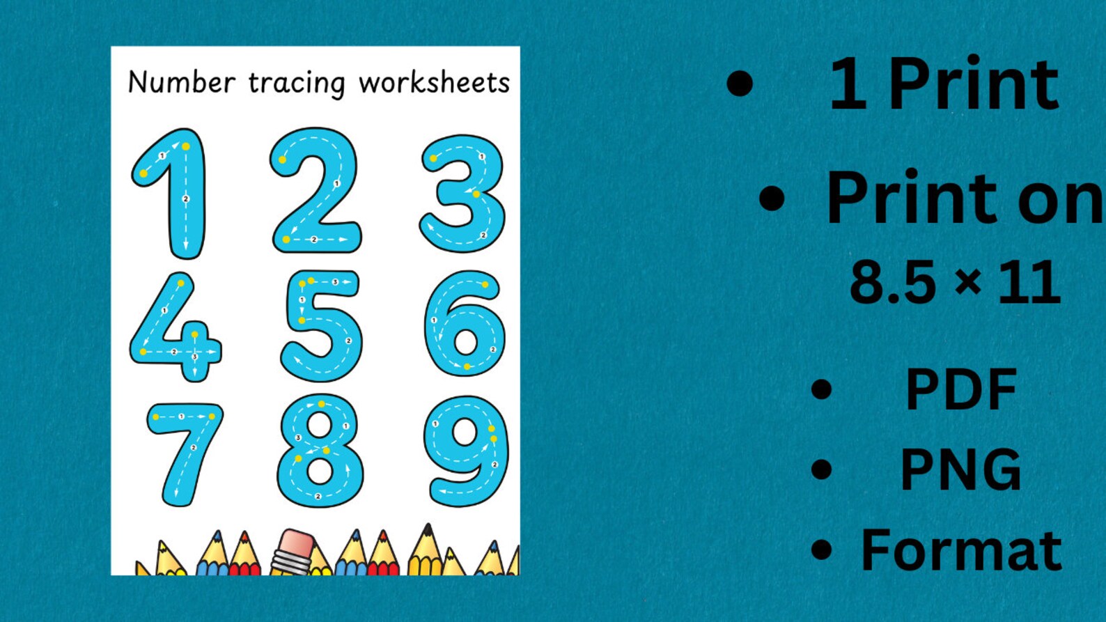 9 Number Tracing Worksheets, Traceable Numbers, Preschool Worksheets, 1 ...