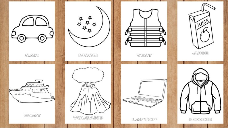 50 Easy Coloring Pages for Kids, Coloring Page Bundle Wall Art ...