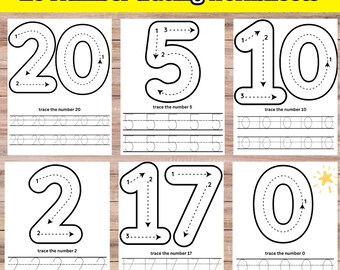 0-20 Number Tracing Sheets, Traceable Numbers, Preschool Worksheets ...