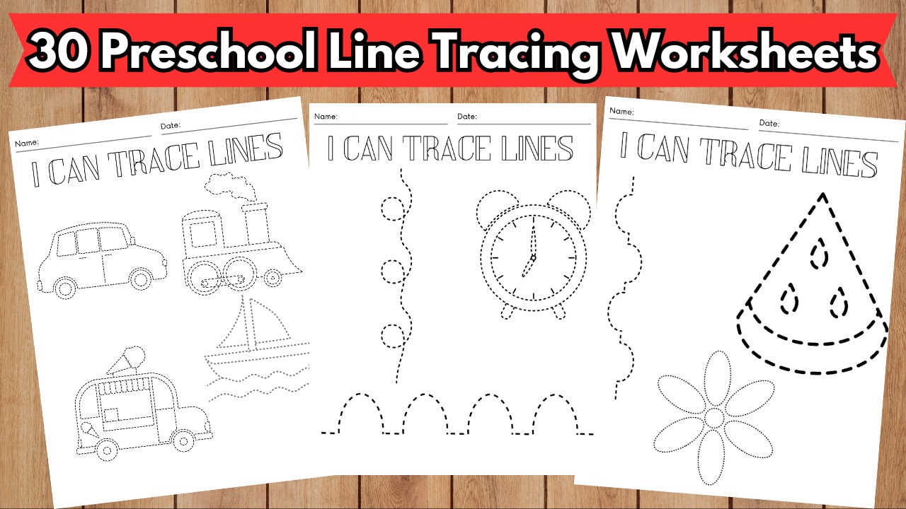 30 Preschool Line Tracing Worksheets Bundle, Line Trace Page Printable ...