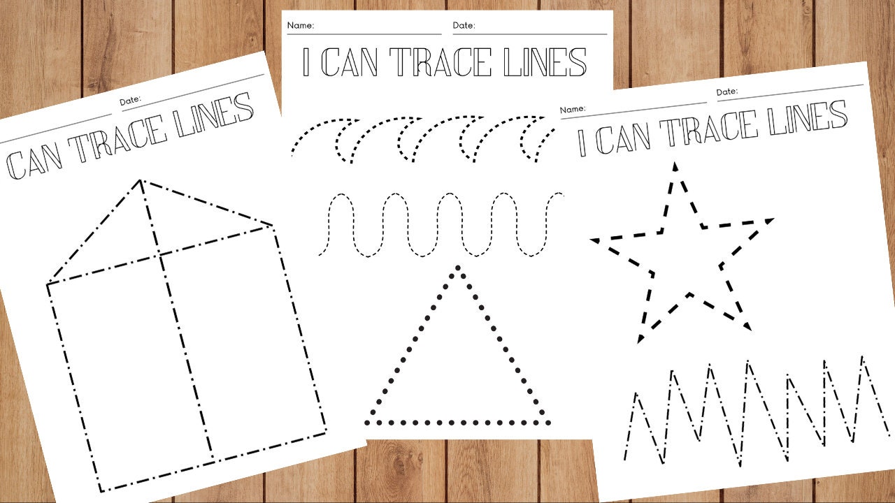 30 Preschool Line Tracing Worksheets Bundle, Line Trace Page Printable ...