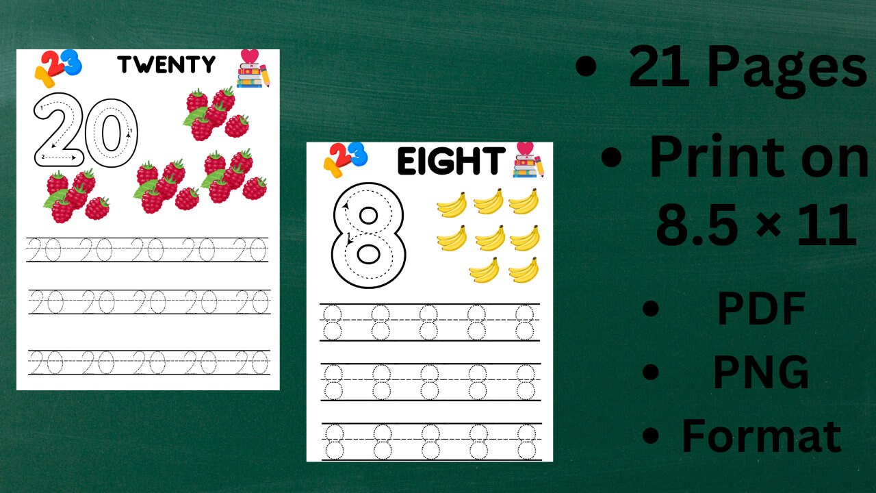 20 Number Tracing Worksheets, Traceable Numbers, Preschool Worksheets ...