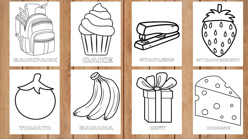 50 Easy Coloring Pages for Kids, Coloring Page Bundle Wall Art ...
