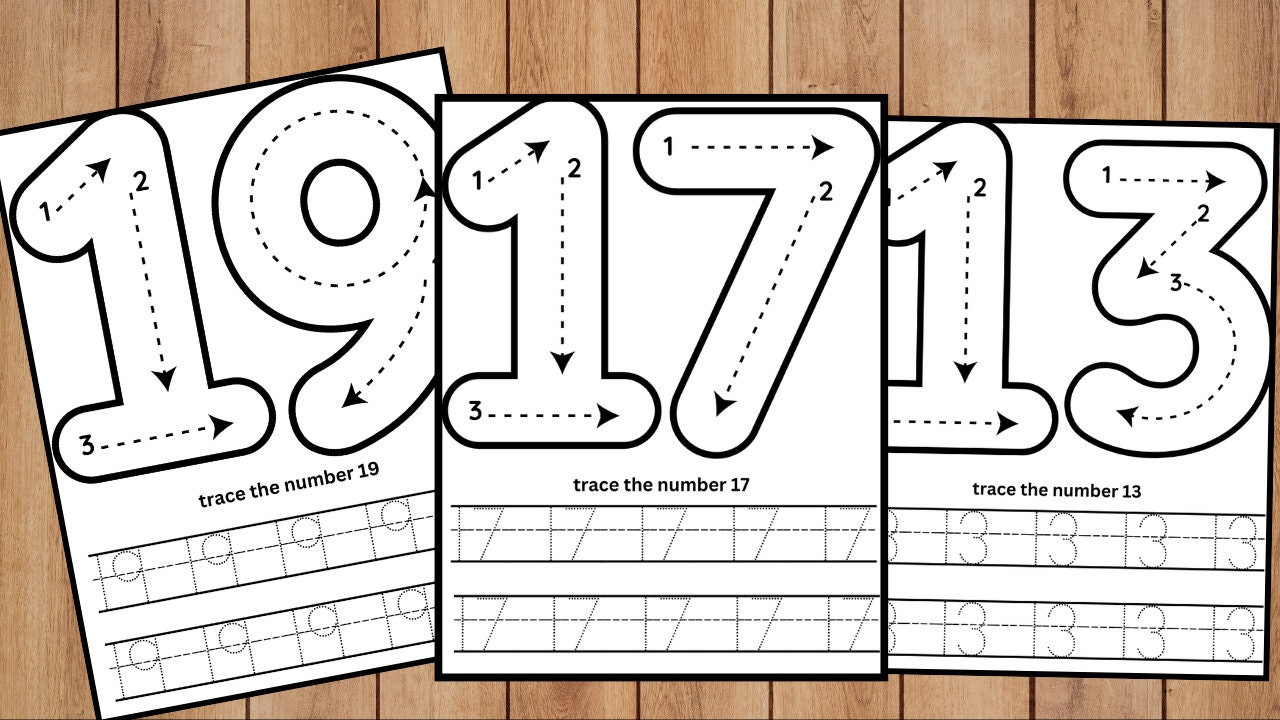 20 Number Tracing Worksheets, Traceable Numbers, Preschool Worksheets ...