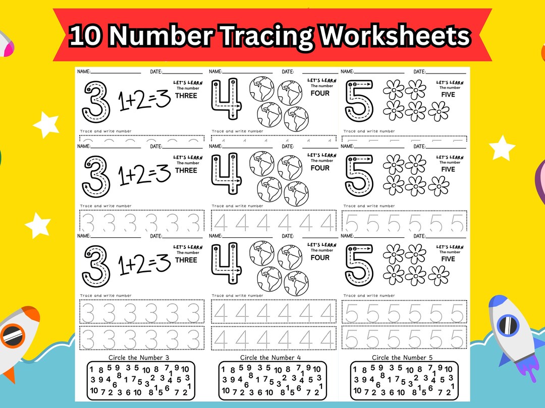 1-10 Number Tracing, Preschool Worksheet Printable, Handwriting ...