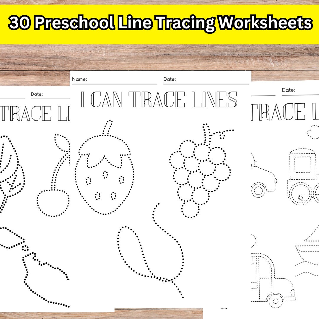 30 Preschool Line Tracing Worksheets Bundle, Line Trace Page Printable ...