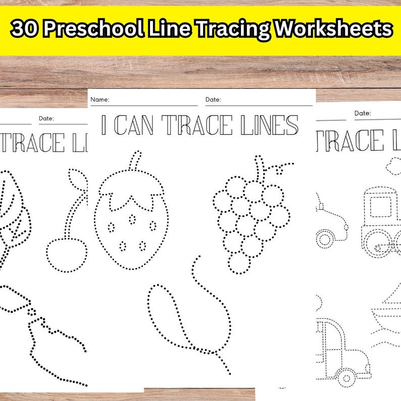 30 Preschool Line Tracing Worksheets Bundle, Line Trace Page Printable ...