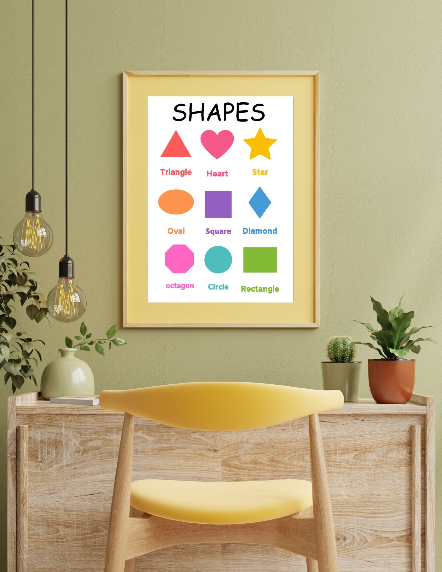 Shapes Poster, Educational Wall Art, Geometric Shapes Print ...
