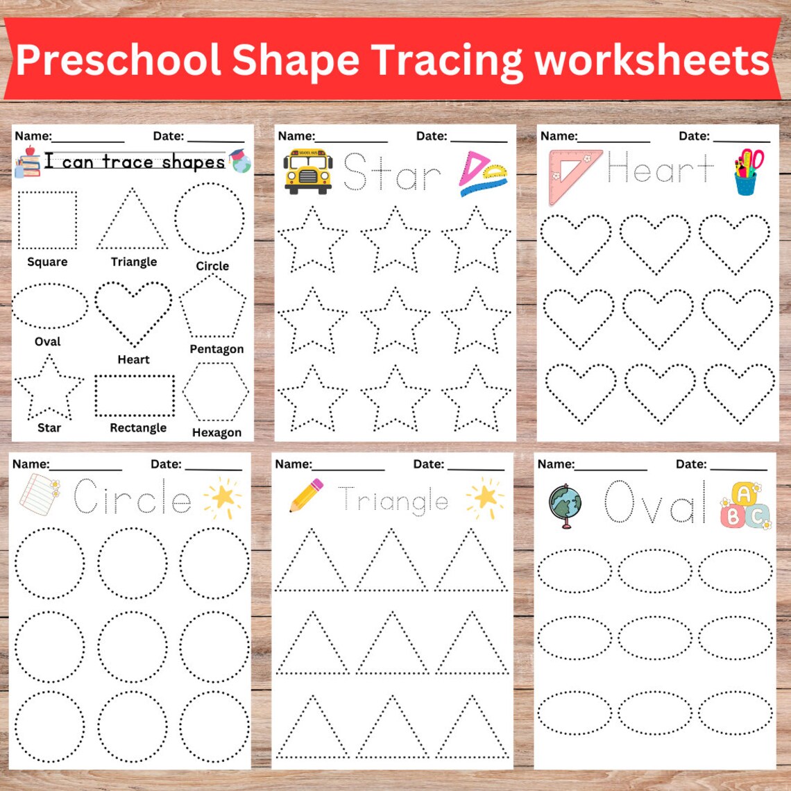 Preschool Shape Tracing, Basic Shape Tracing, Shape Tracing Worksheets ...