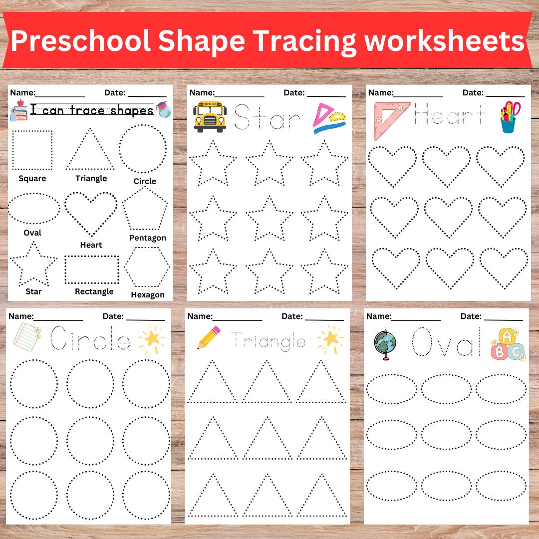 Preschool Shape Tracing, Basic Shape Tracing, Shape Tracing Worksheets ...