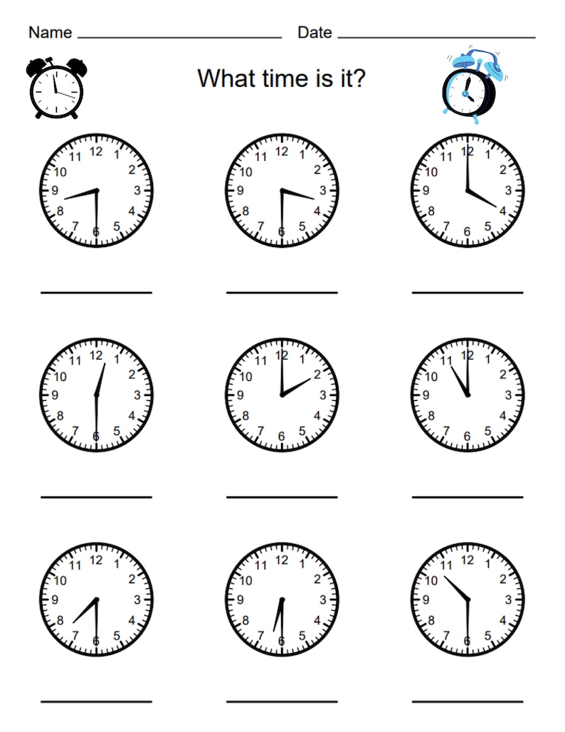 15 Printable Learning to Tell Time Worksheets. Kindergarten-1st Grade ...